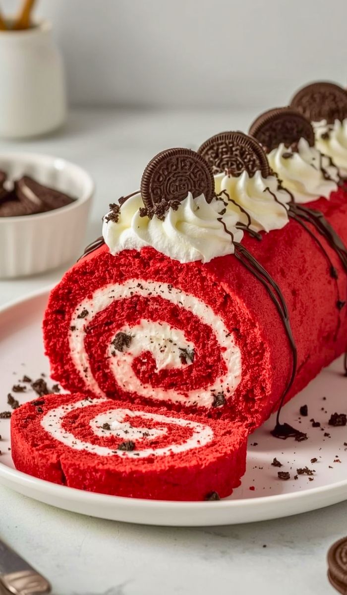 Red Velvet Oreo Cake Roll Explosion Recipe - Bite Dive