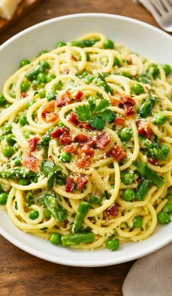 Ina Garten Spring Green Spaghetti Carbonara Recipe - Bite Dive